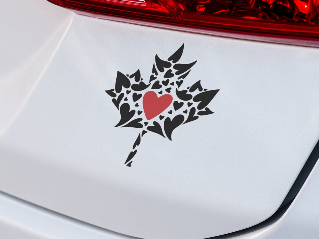 Maple Leaf (full of Hearts) Decal | VINYL DECAL | Car Decal | Maple ...