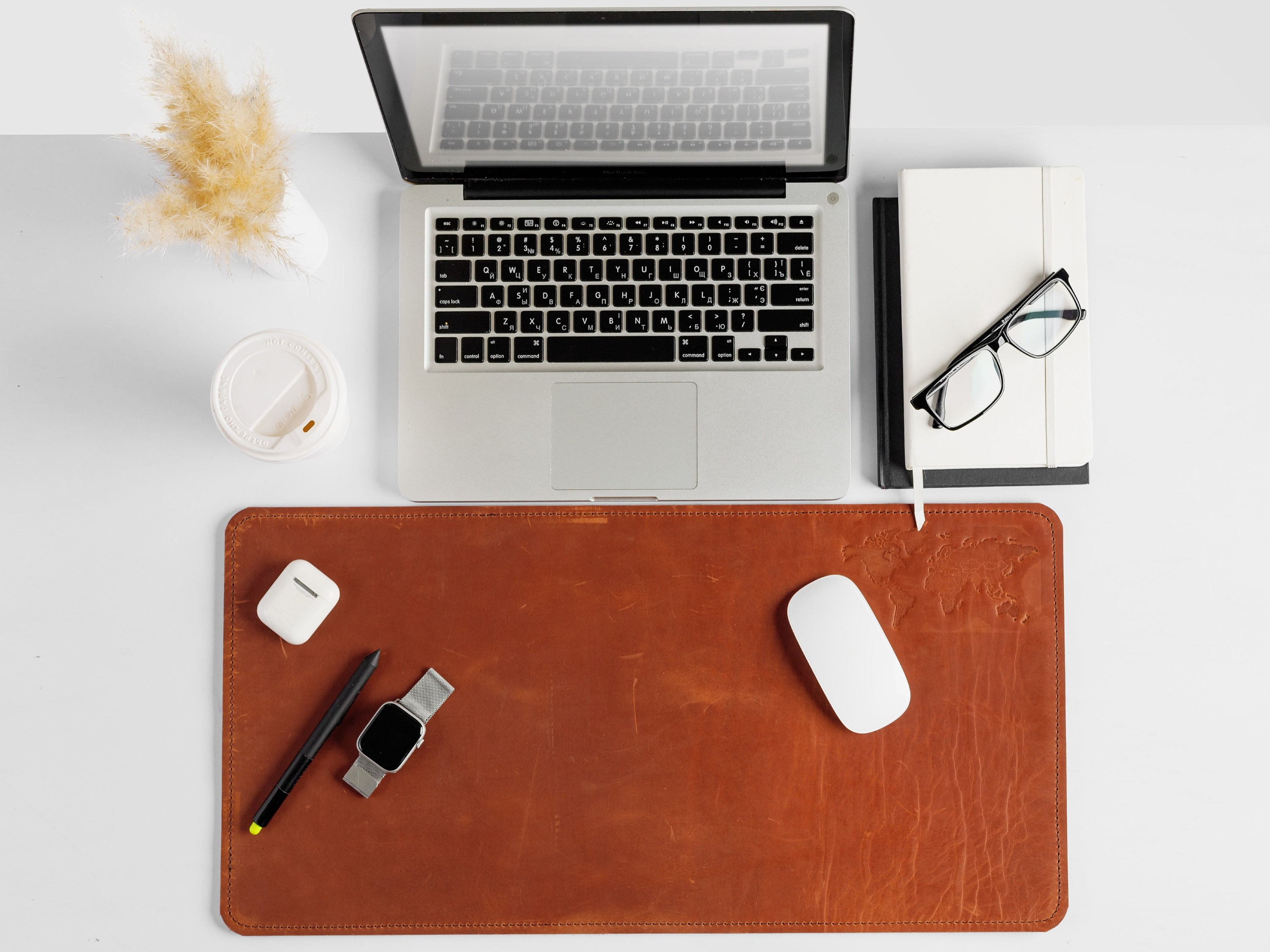 Desk Pad Leather and Felt Leather Desk Blotter Custom Size - Etsy