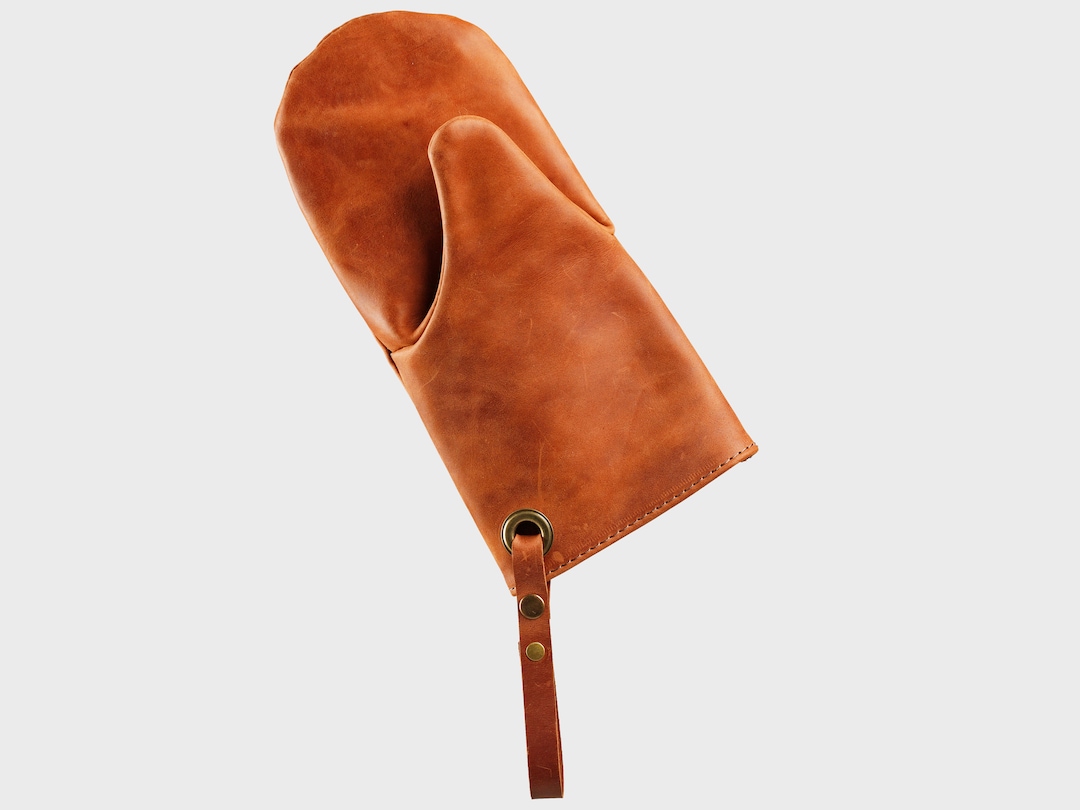 Men's Leather Cooking Gloves, Handmade BBQ Grilling Oven Mitts ...