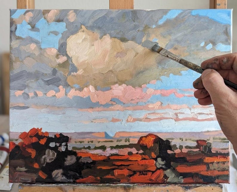 Custom Sunset Landscape From Photo, Hand-painted Oil Wall Art, Plains ...