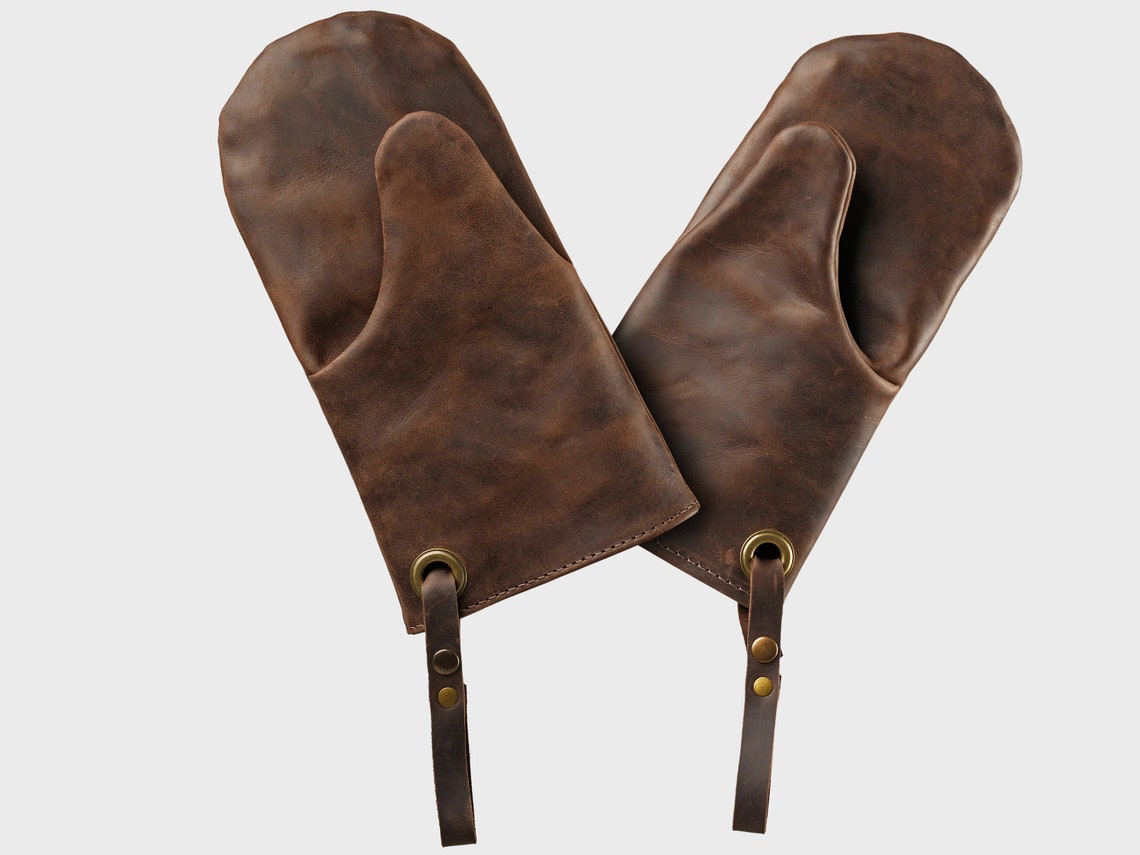 Mens Cooking Gloves Made of Leather Brown Leather Oven Mitts - Etsy