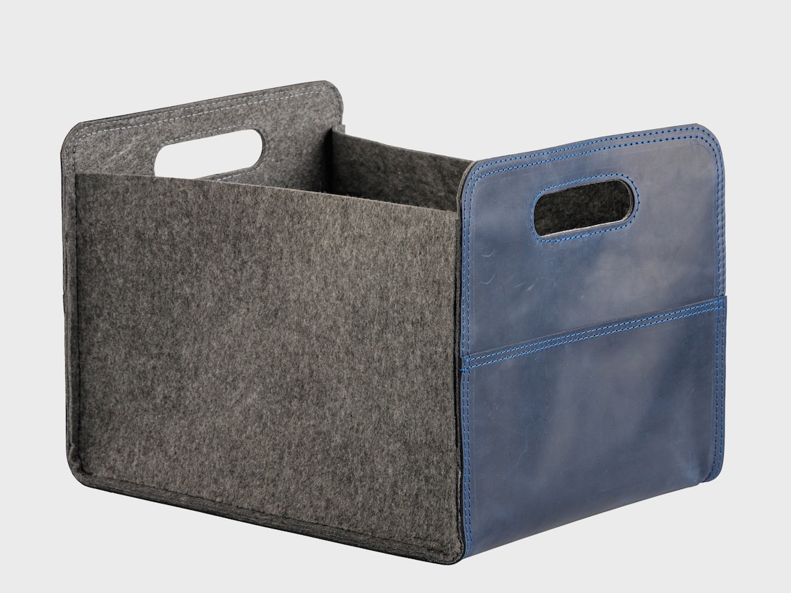 Leather Foldable Storage Bin With Handles Decorative Baskets - Etsy