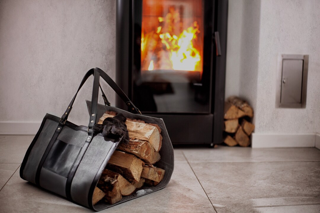 Personalized Leather Wood Tote, Fireplace Accessory Set, Thanksgiving ...