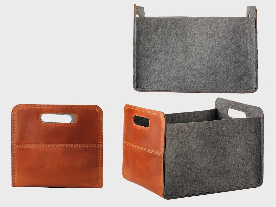 Storage Basket for Home Personalized Leather Storage Bin - Etsy