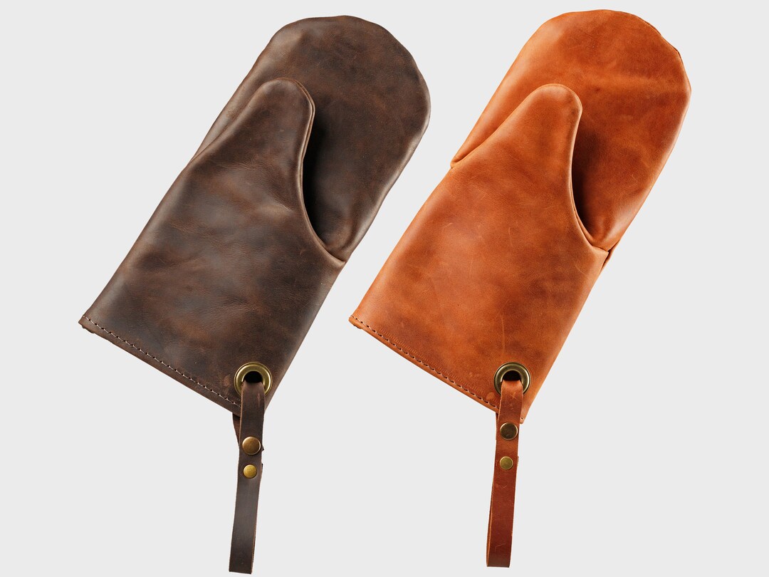 Mens Cooking Gloves Made of Leather Brown Leather Oven Mitts - Etsy