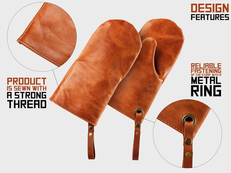 Mens Cooking Gloves Made of Leather Brown Leather Oven Mitts - Etsy