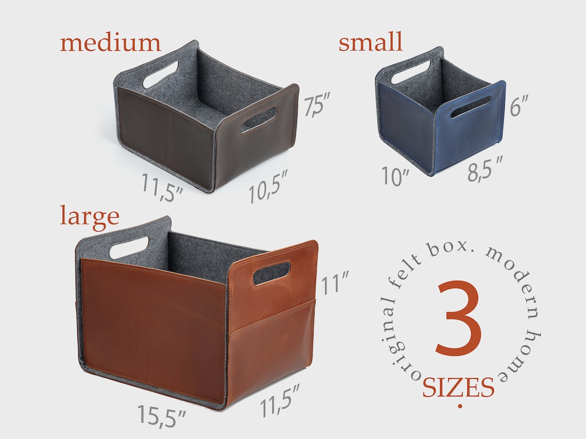 Leather Baskets Bins, Large Leather Bin, Basket With Leather, Basket ...