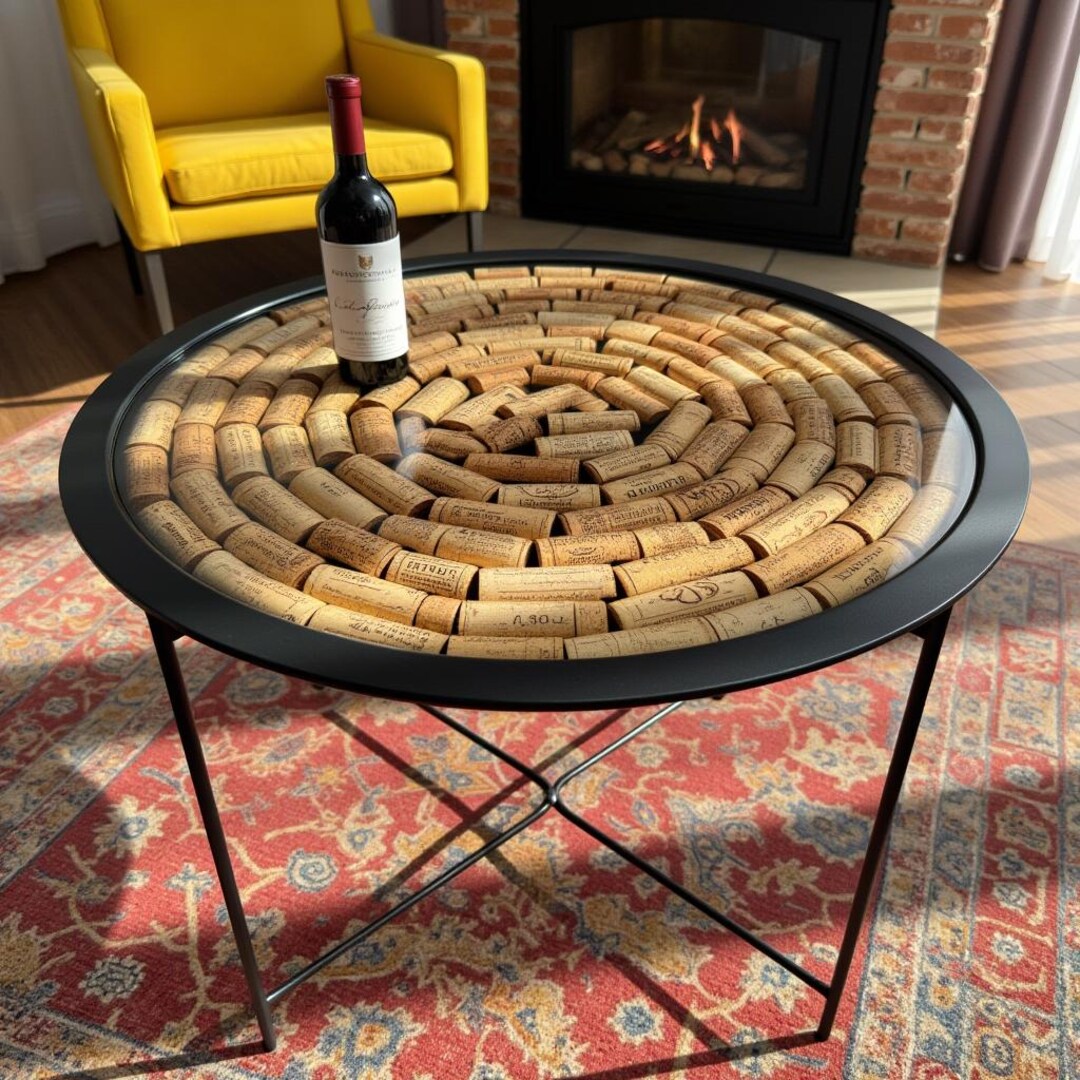 Epoxy Resin Side Table With Wine Corks - Unique Cork Coffee Table ...