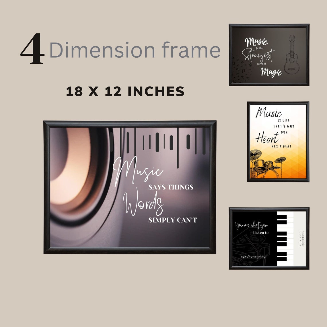 Total 8 Set of Music Digital Poster for Home Decoration, Living Room ...