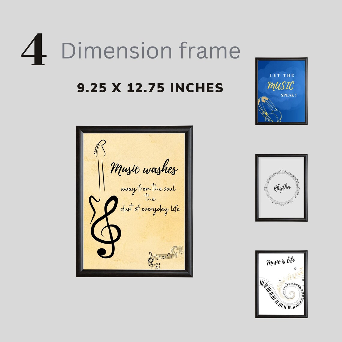 Total 8 Set of Music Digital Poster for Home Decoration, Living Room ...