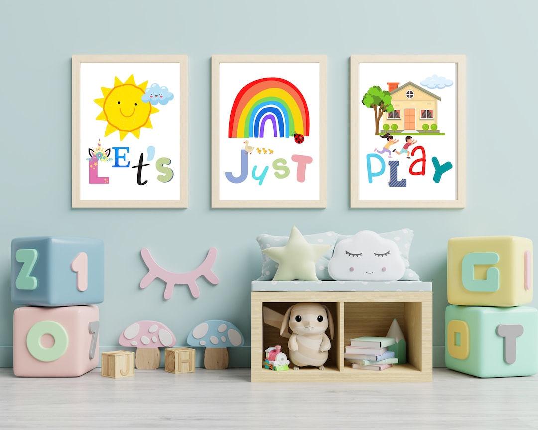 Let's Just Play, Kids Wall Art, Playroom Wall Art, Nursery Decor ...