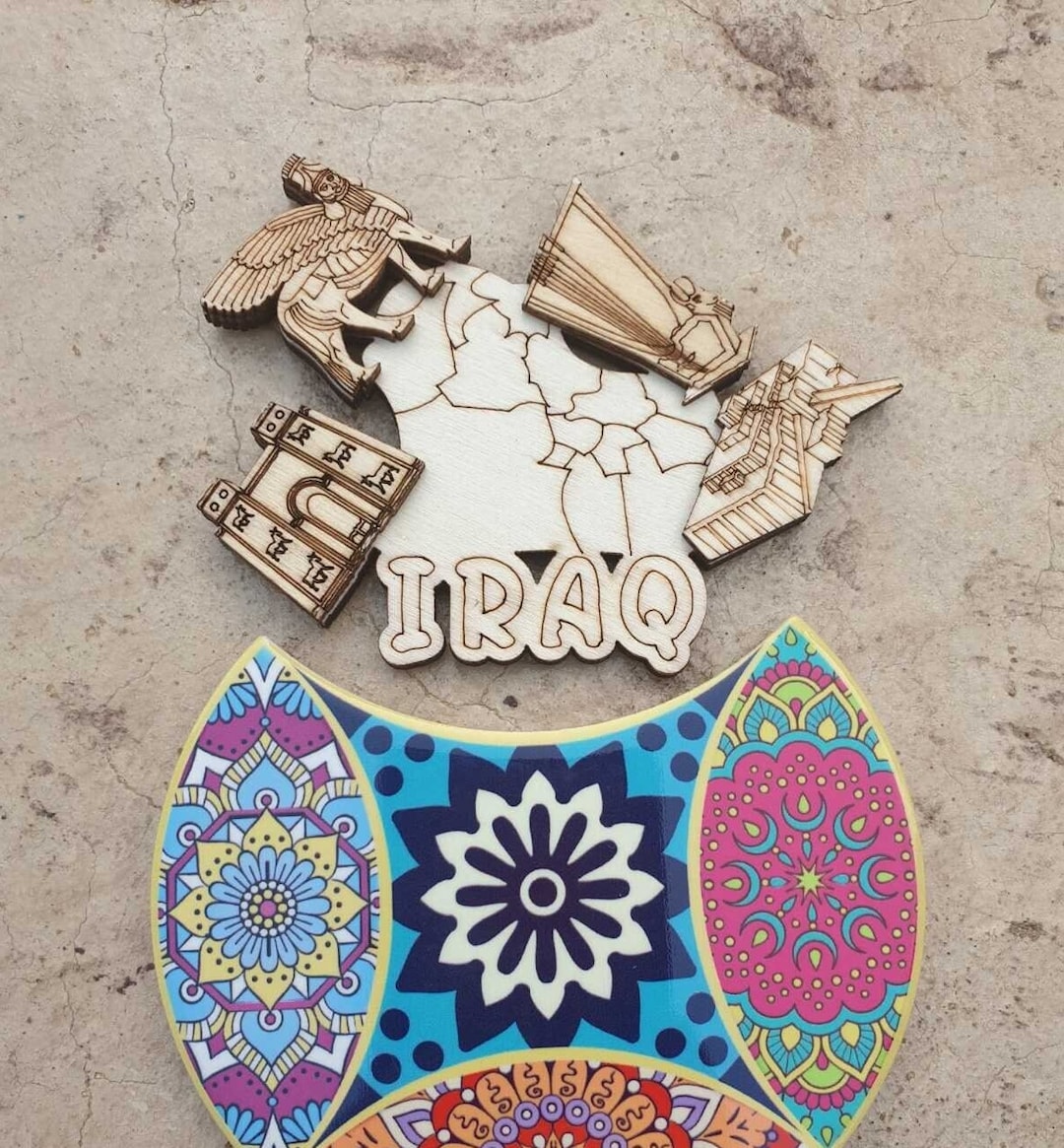 Map of Iraq /iraqi Map Wood Magnet/iraqi Turath Magnet/iraqi - Etsy