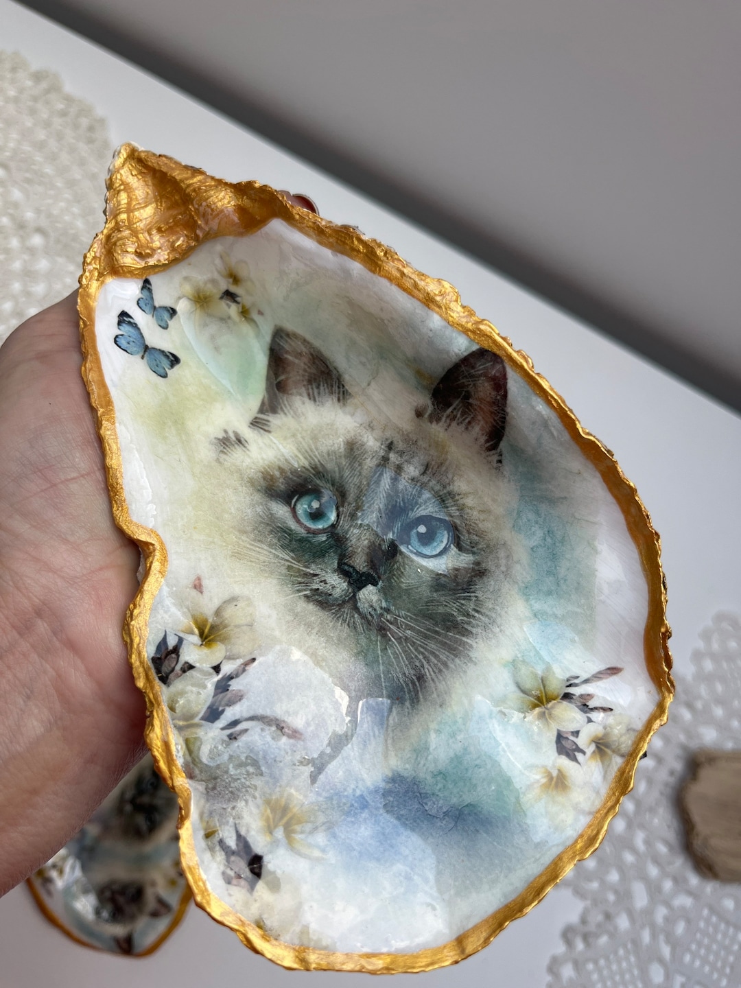 Extra Large Oyster Decoration Whole Shell Cat 2 Pieces Cap Ferret - Etsy