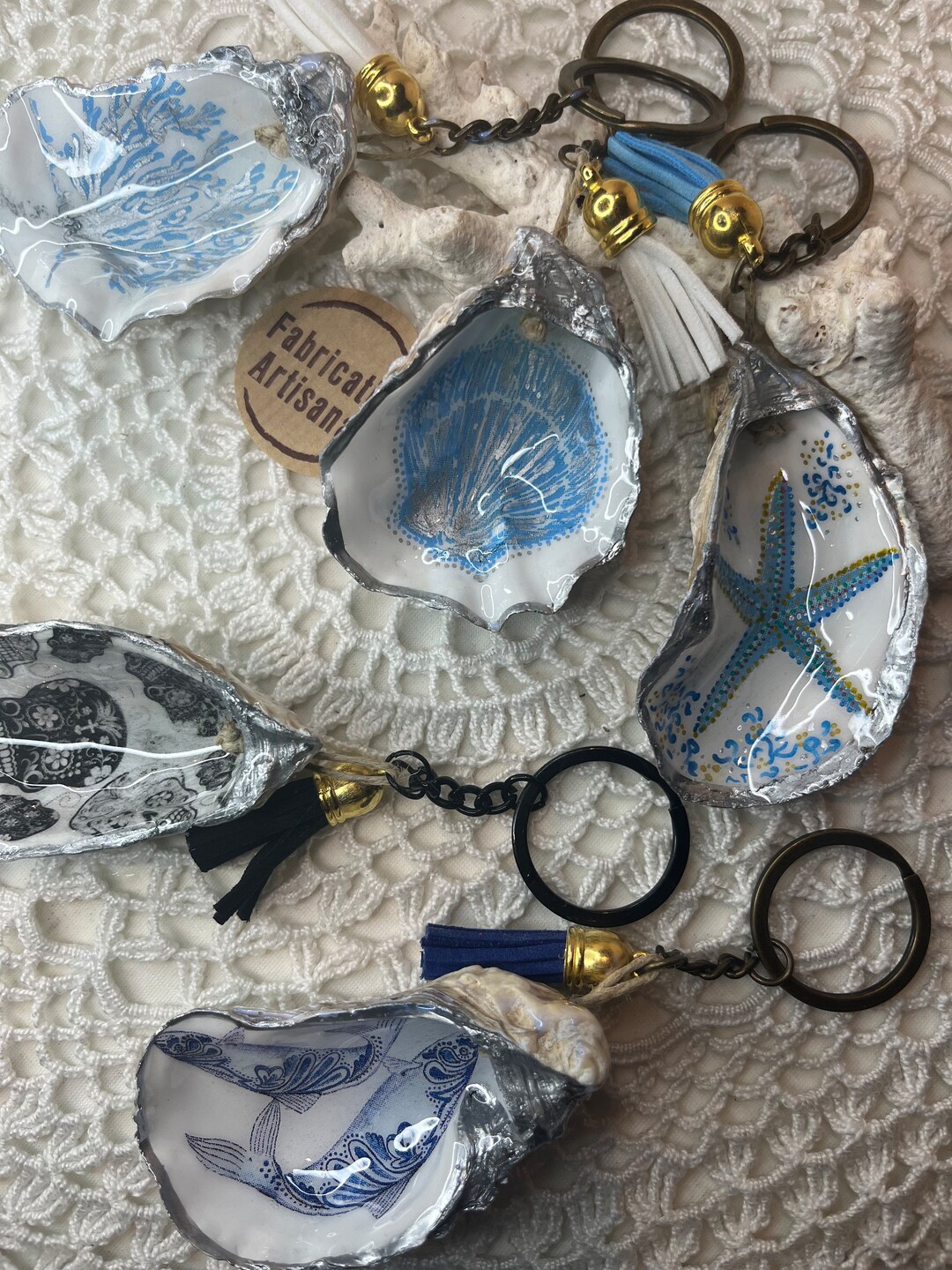 A Handmade Oyster Shell Key Ring - Etsy