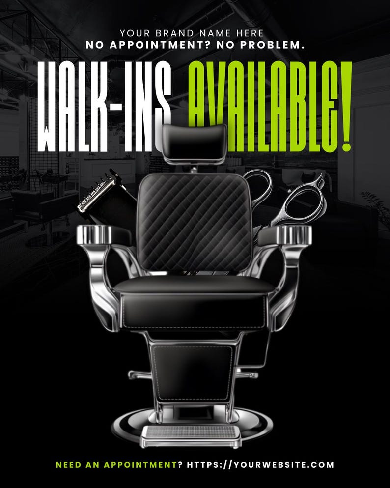 Walk-ins Available Flyer - Barber Flyer Template - DIY Flyer - Canva ...