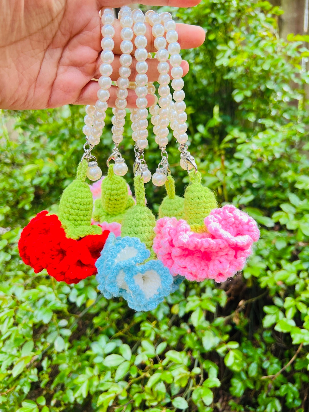 Handcrafted Crocheted Carnation Flower Pendant Mother’s Day Gift ...