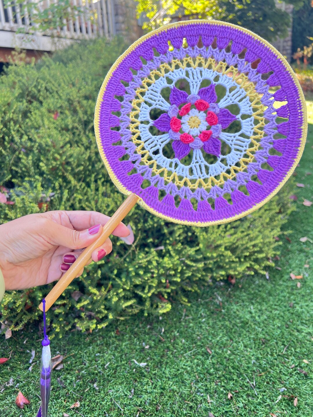 Handcrafted Crochet Pattern Display Fan | Colorful Handmade Decor ...