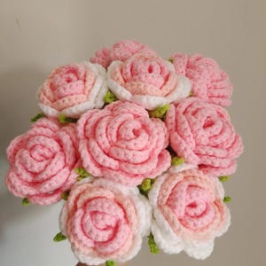 Crochet Flowers, Handmade Crochet Rose Bouquets，birthday Gift Crochet ...