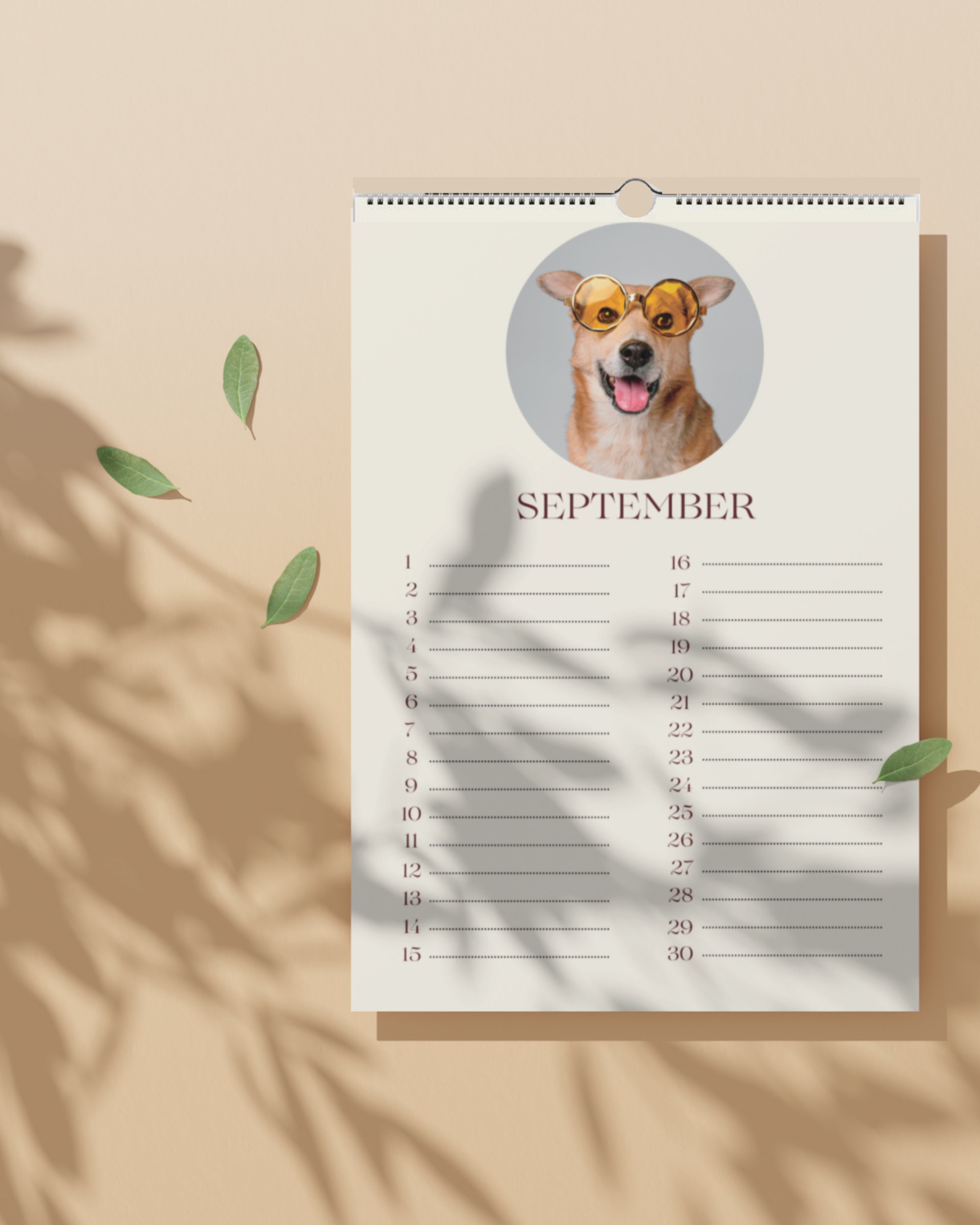 Funny Dog Calendar With Glasses Perpetual Calendar Special Dates ...