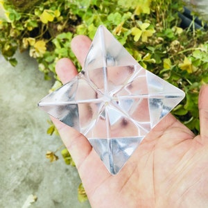 Large Clear Crystal Merkabah Pendulum, Melting Stone Crystal Merkaba ...