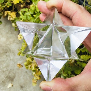 Large Clear Crystal Merkabah Pendulum, Melting Stone Crystal Merkaba ...