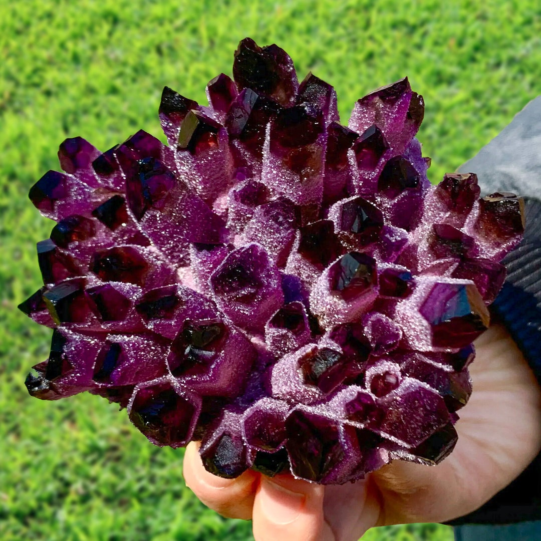 Natural Violet Ghost Phantom Quartz Crystal Cluster, Purple Ghost ...