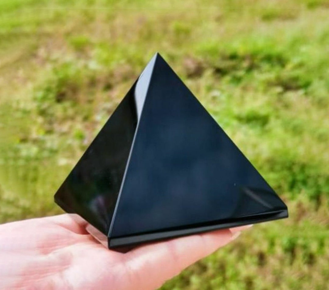 Large Black Obsidian Crystal Pyramid, Black Obsidian Pointer ...