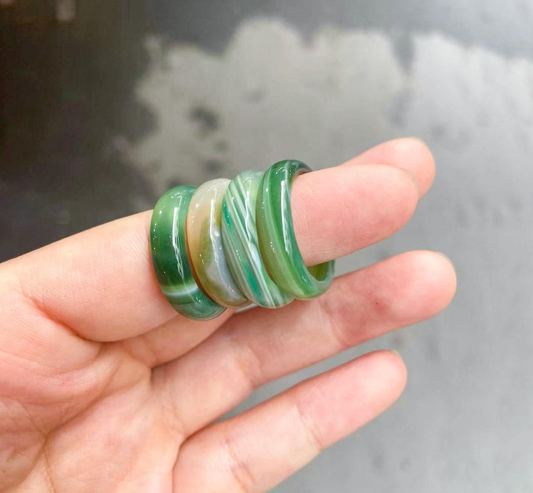Real Green Jade Ring Simple Jade Ring Gemstone Rings - Etsy
