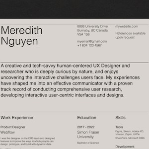 UX/UI Resume Figma Template, Modern Résumé, Design Resume, Creative CV ...