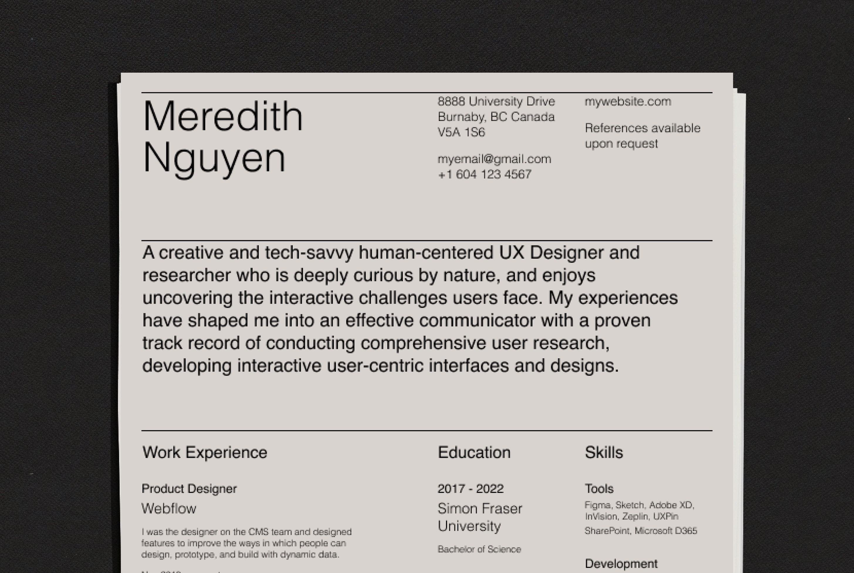 UX/UI Resume Figma Template, Modern Résumé, Design Resume, Creative CV ...