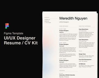 UX/UI Resume Figma Template, Modern Résumé, Design Resume, Creative CV ...