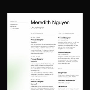UX/UI Resume Figma Template, Modern Résumé, Design Resume, Creative CV ...