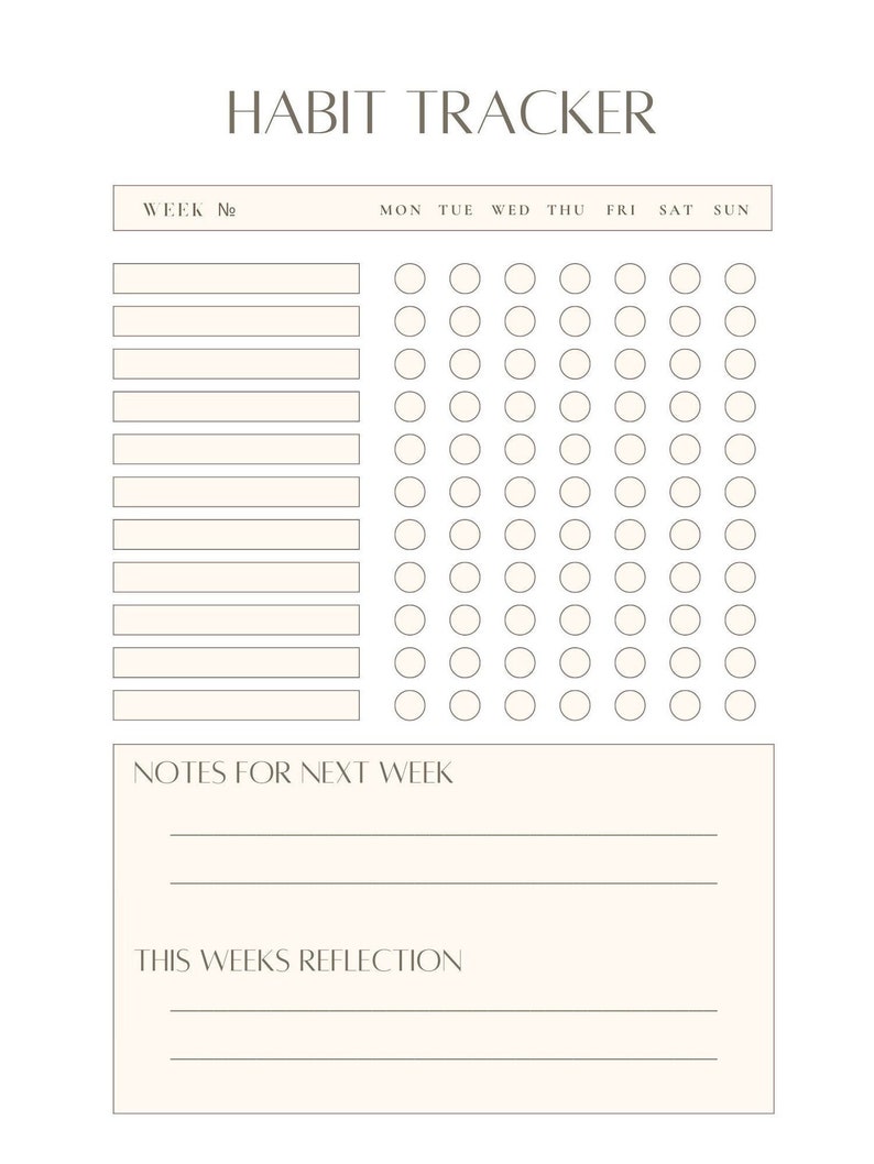 Weekly Habit Tracker Template, Instant Download, Productivity Tracker ...