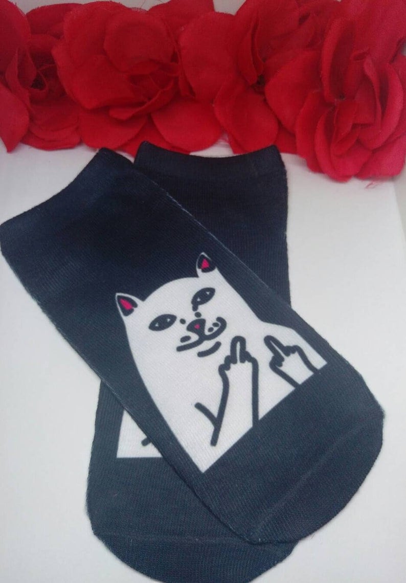 Rude Cat Socks, Middle Finger Socks, Middle Finger Cat Socks, Cat Socks ...