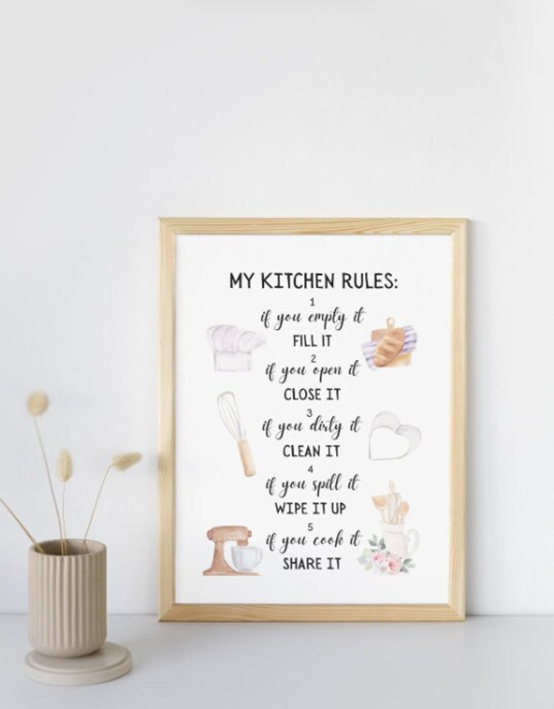 Printable Kitchen Art My Kitchen Rules. - Etsy