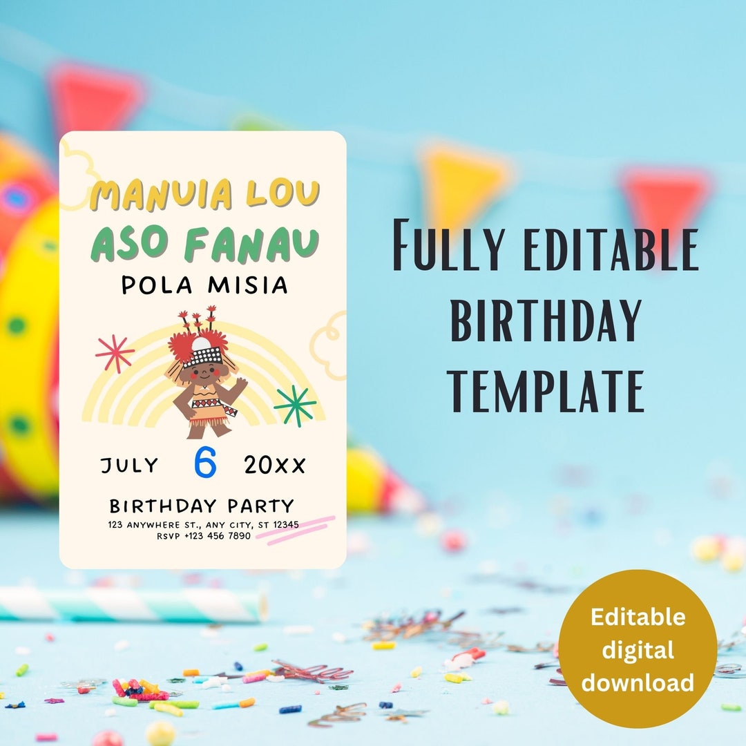 Editable Kids Birthday Invitation Template DIY Party Invite Canva ...