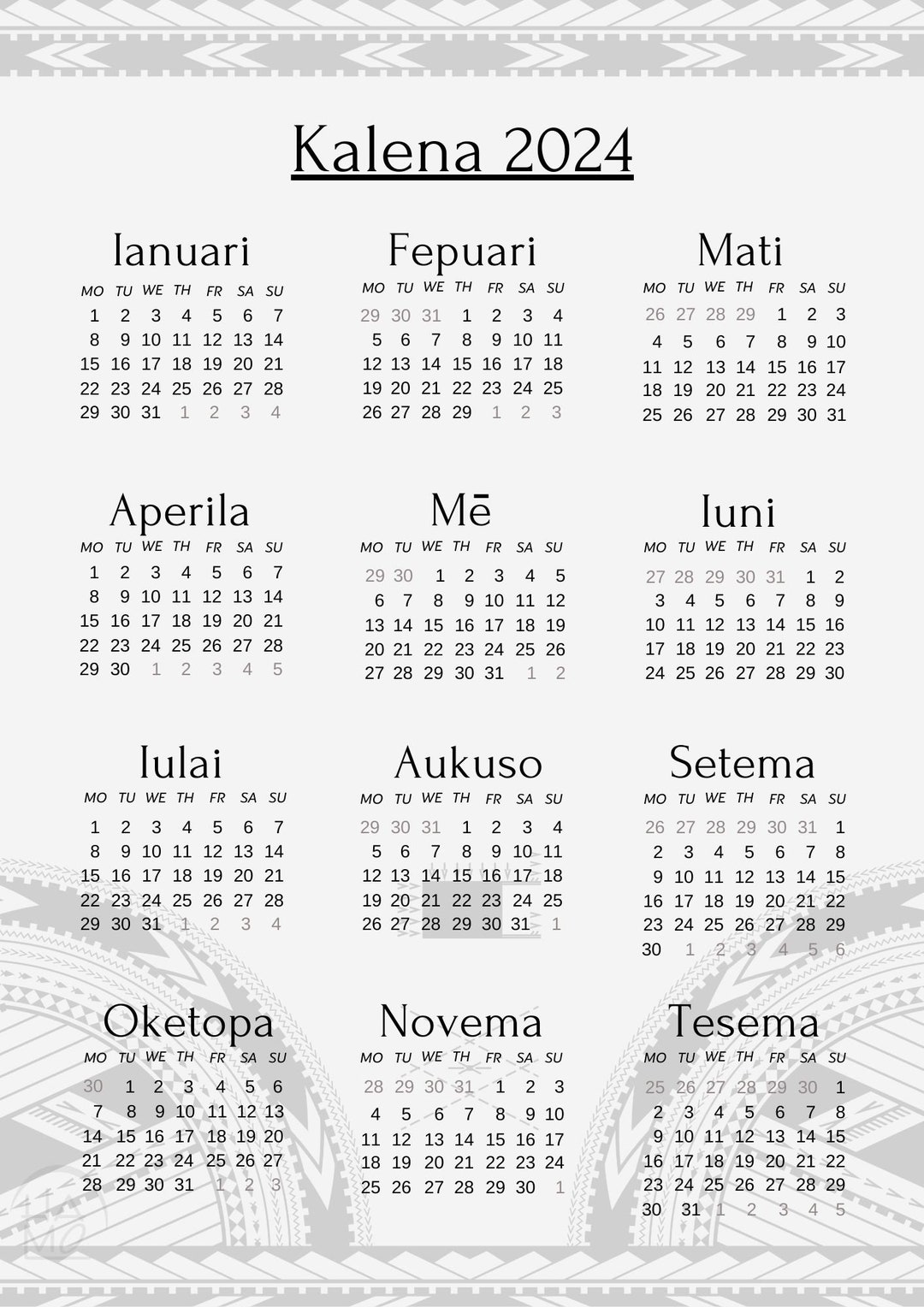 Samoan 2024 Kalena Sogaimiti Kalena Pacific Polynesian Digital Download ...