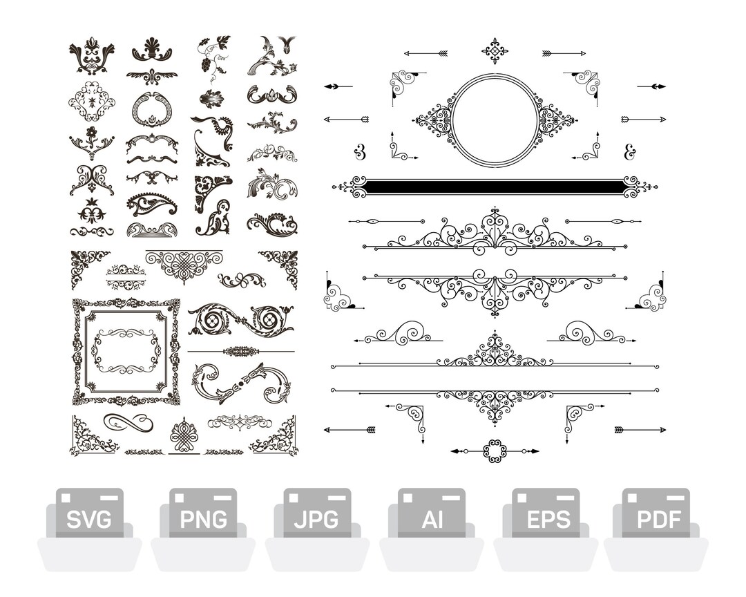 Mirror Frame Svg Bundle, Vintage Frame Svg, Png, Jpg, Ai, Eps Ornate ...