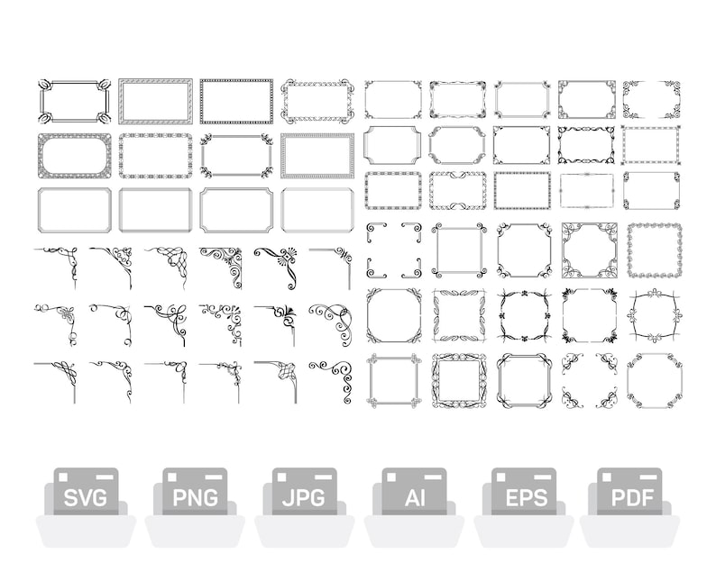 Mirror Frame Svg Bundle, Vintage Frame Svg, Png, Jpg, Ai, Eps Ornate ...