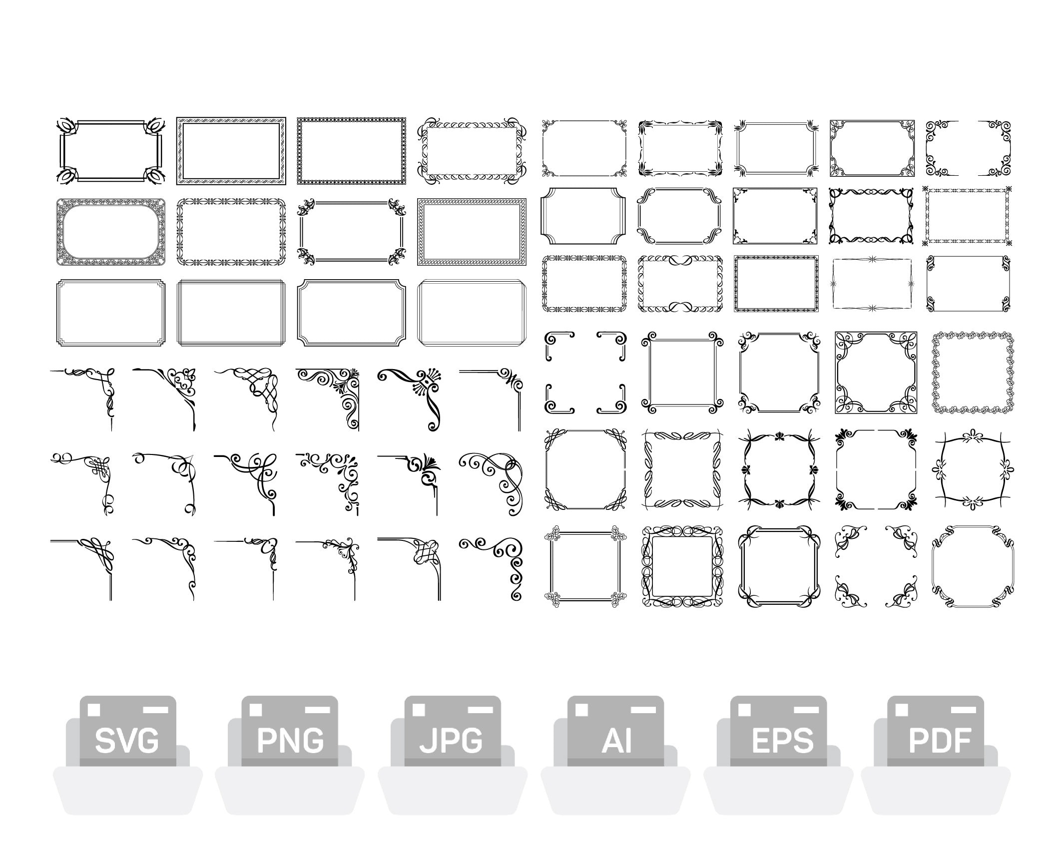 Mirror Frame Svg Bundle, Vintage Frame Svg, Png, Jpg, Ai, Eps Ornate ...