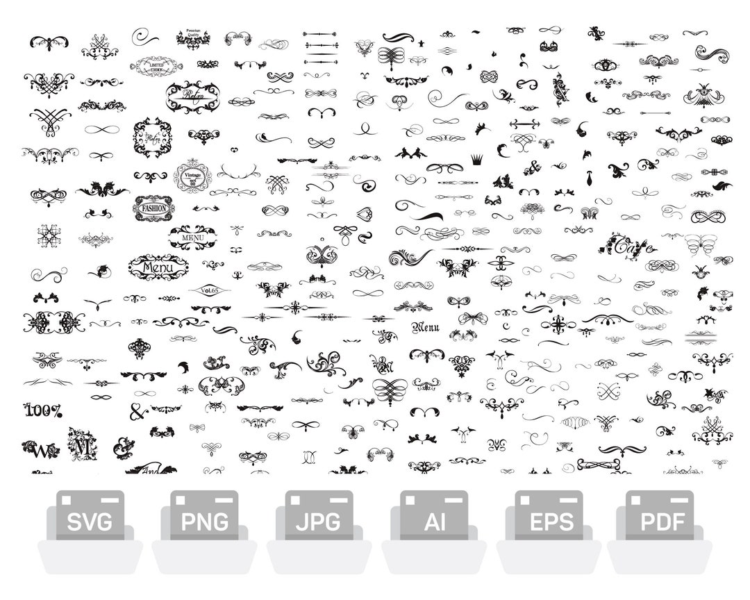 Decorative Lines, Decorative Lines SVG, Lines EPS, Lines SVG, Banner ...