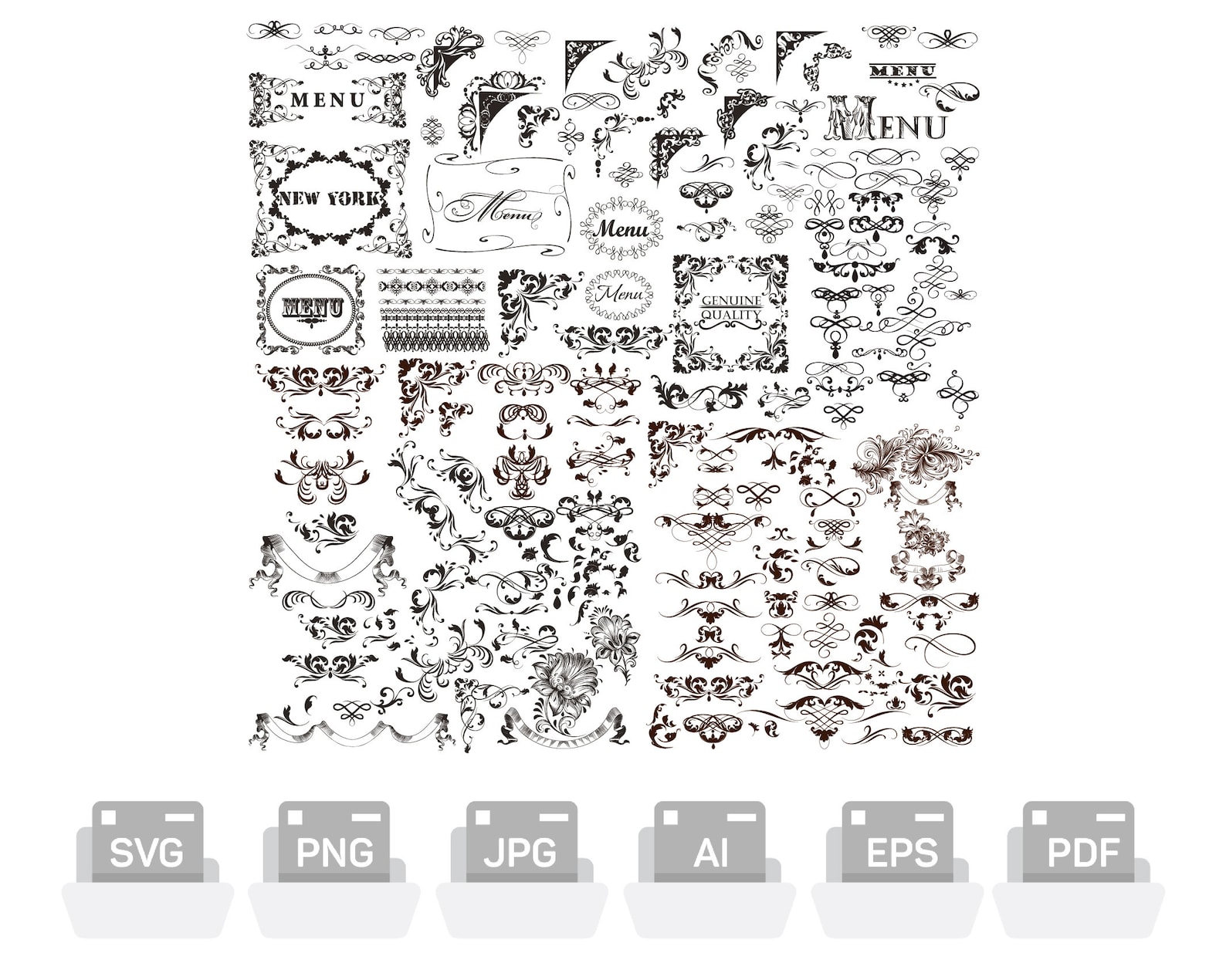 Decorative Lines, Decorative Lines SVG, Lines EPS, Lines SVG, Banner ...