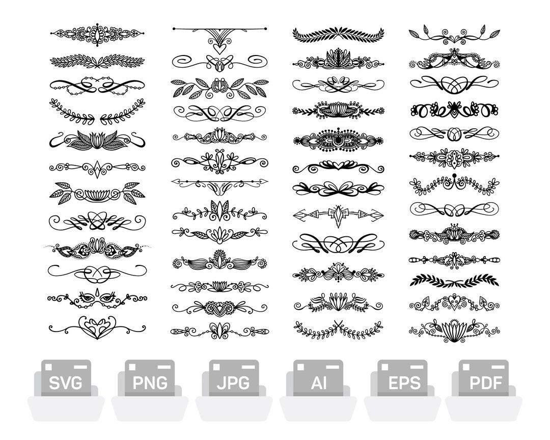 Decorative Lines SVG, Lines EPS, Banner Collection, Pattern, Line ...