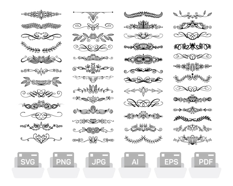 Decorative Lines SVG, Lines EPS, Banner Collection, Pattern, Line ...