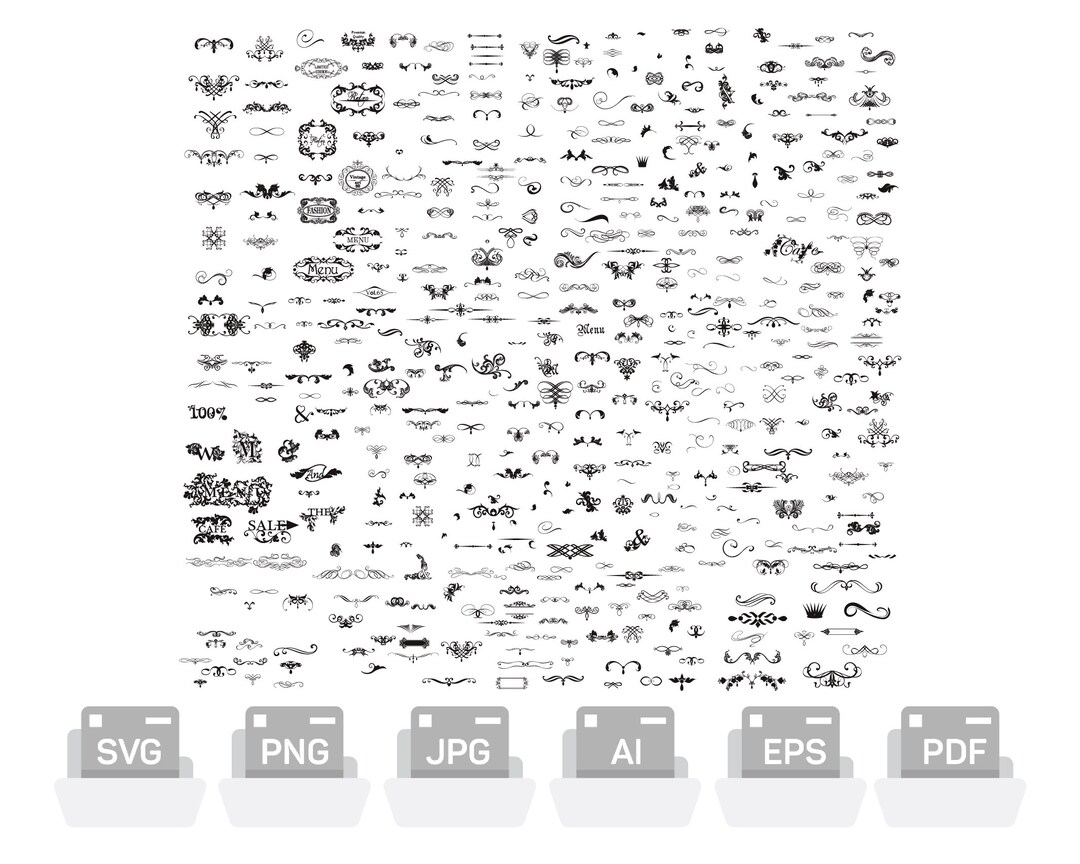 Decorative Lines, Decorative Lines SVG, Lines EPS, Lines SVG, Banner ...