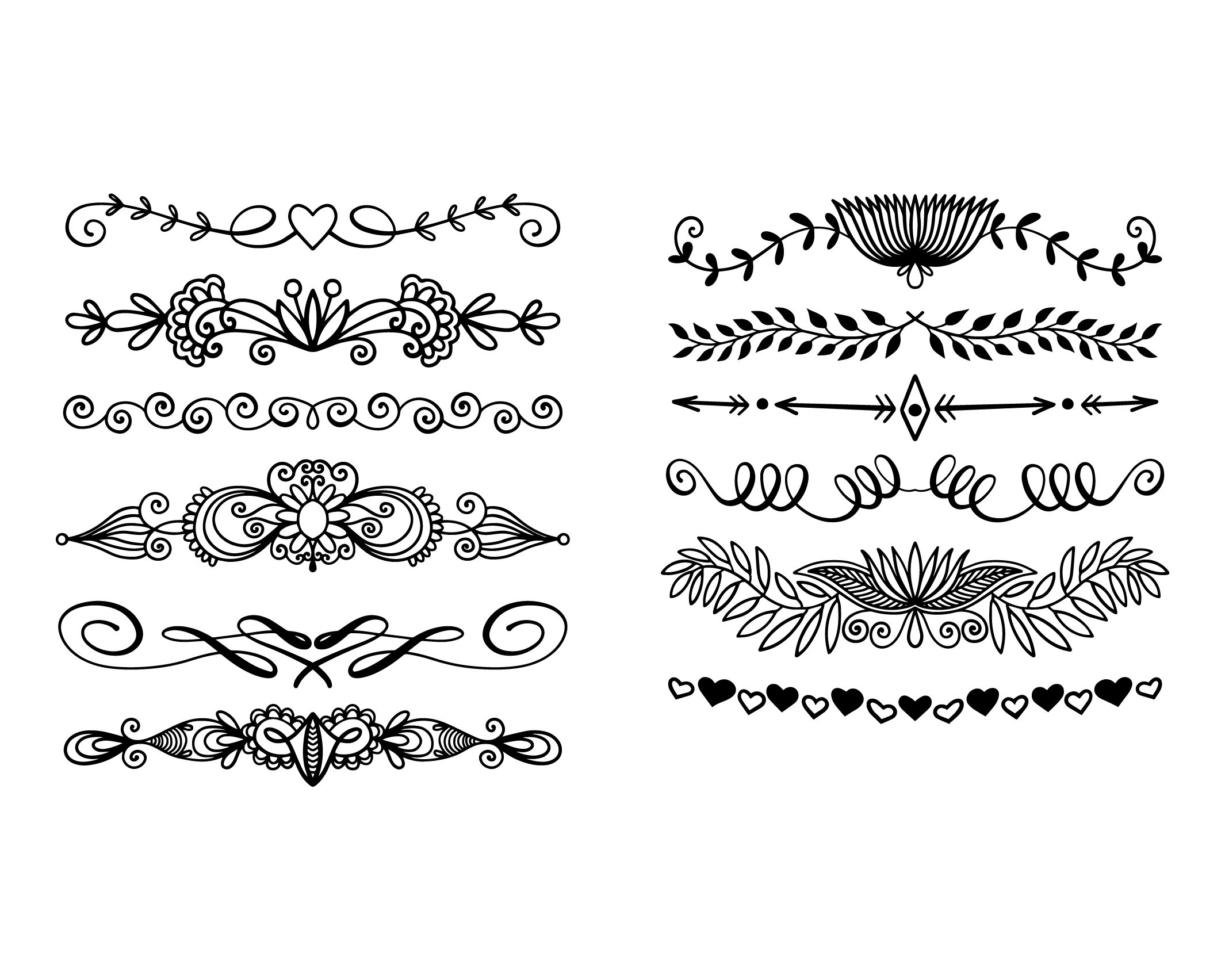 Decorative Lines SVG, Lines EPS, Banner Collection, Pattern, Line ...