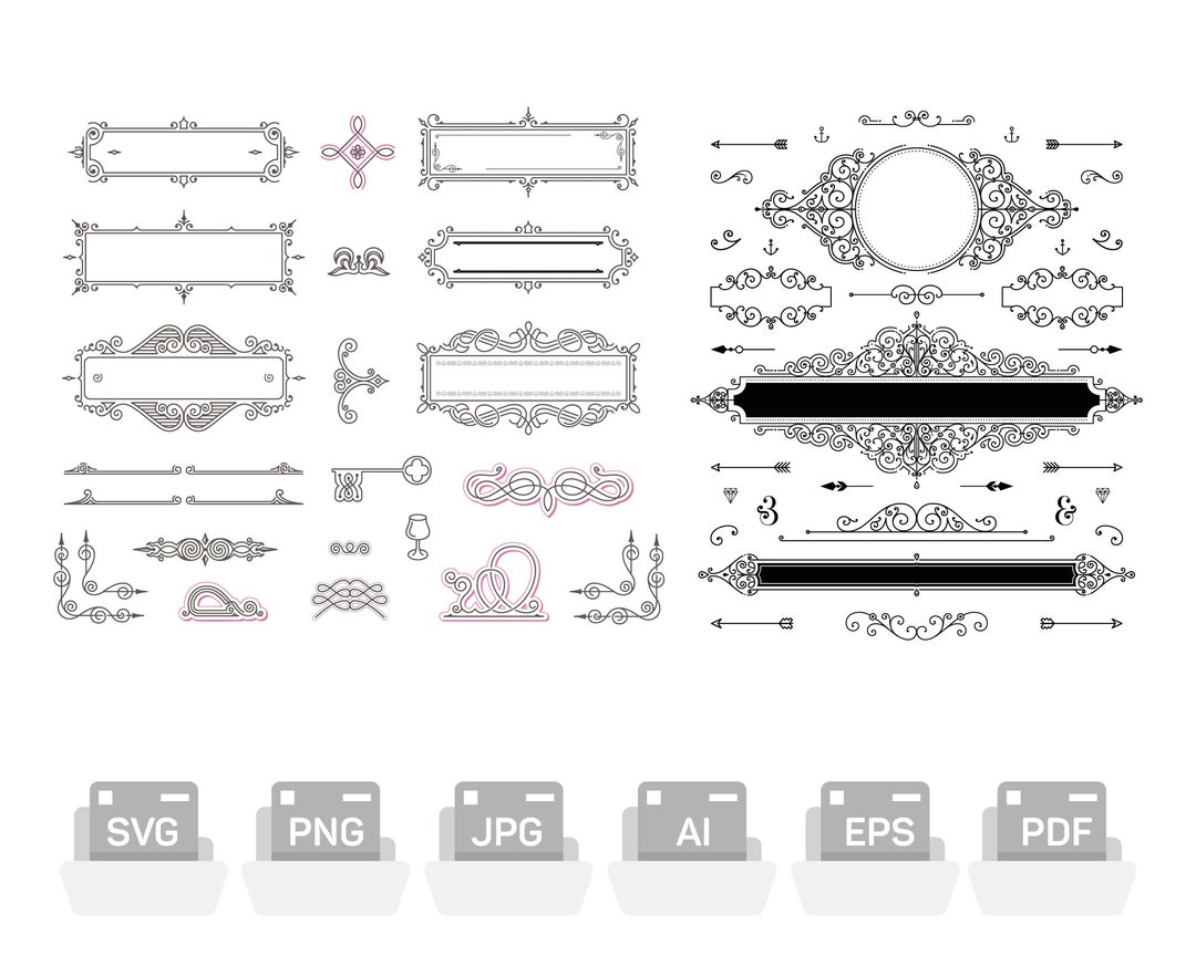 Decorative Lines SVG, Lines EPS, Banner Collection, Pattern, Line ...