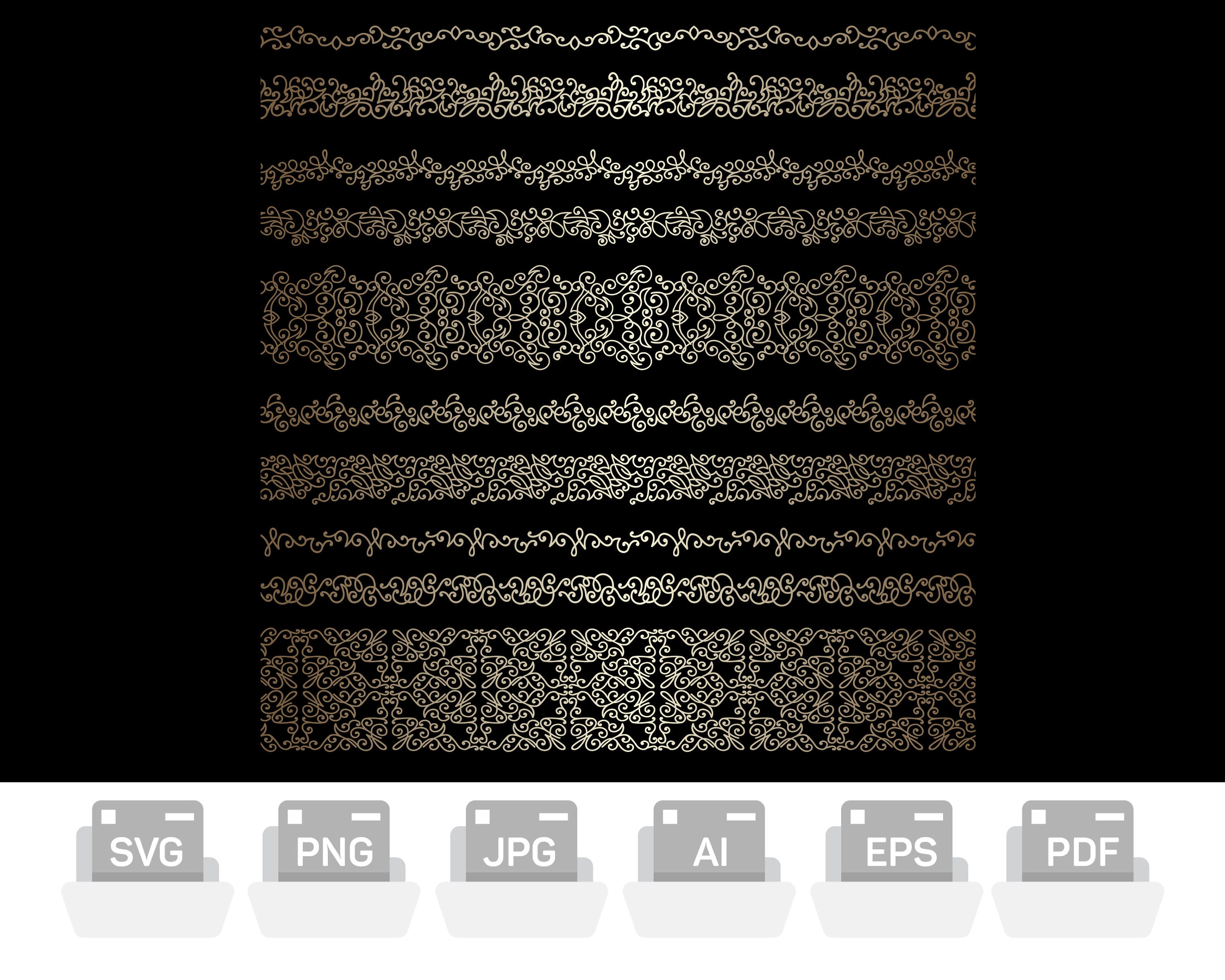 Decorative Lines SVG, Lines EPS, Banner Collection, Pattern, Line ...