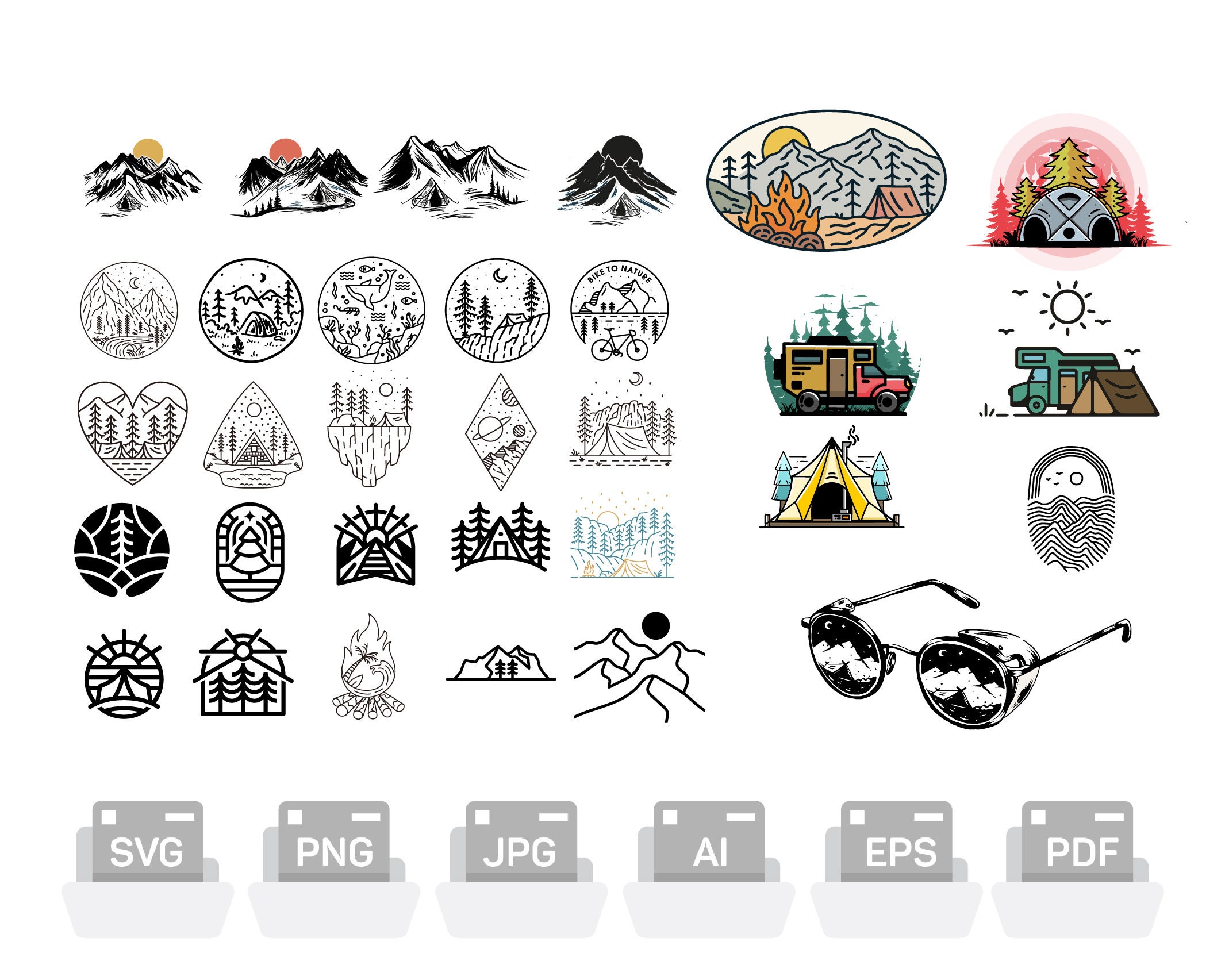 Camp SVG, Camper PNG, Nature, Hiking, Tenting SVG, Camp Fire, Travel ...