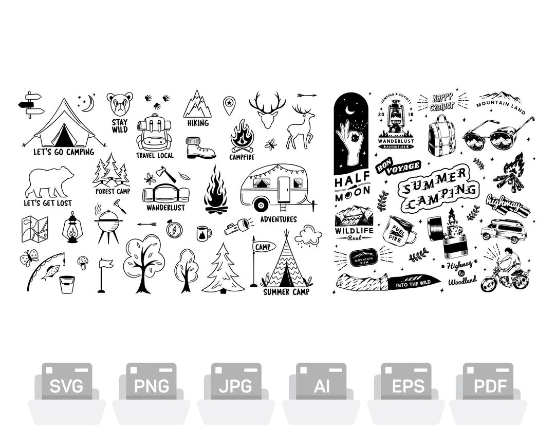 Camp SVG, Camper PNG, Nature, Hiking, Tenting SVG, Camp Fire, Travel ...